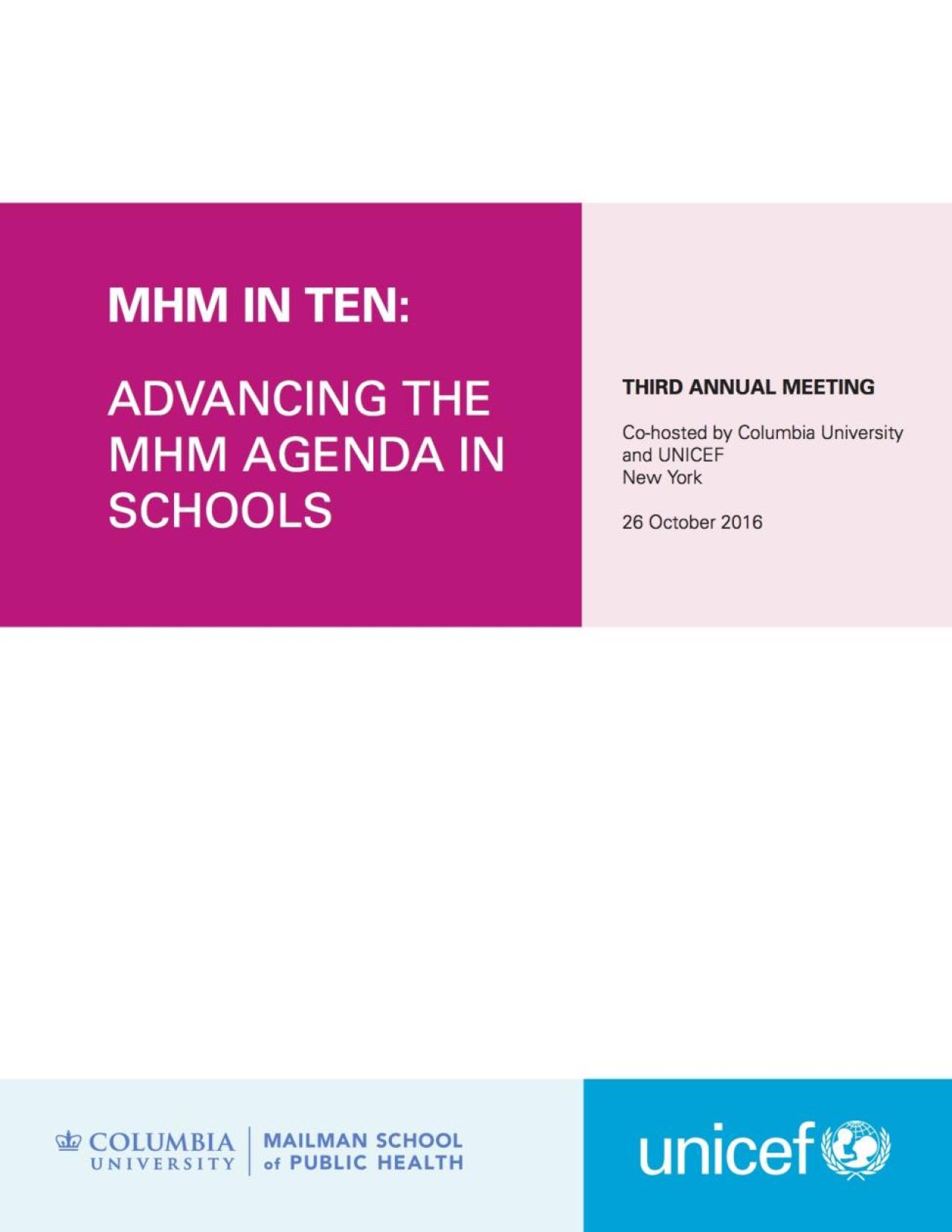 MHM in Ten | Columbia University Mailman School of Public Health